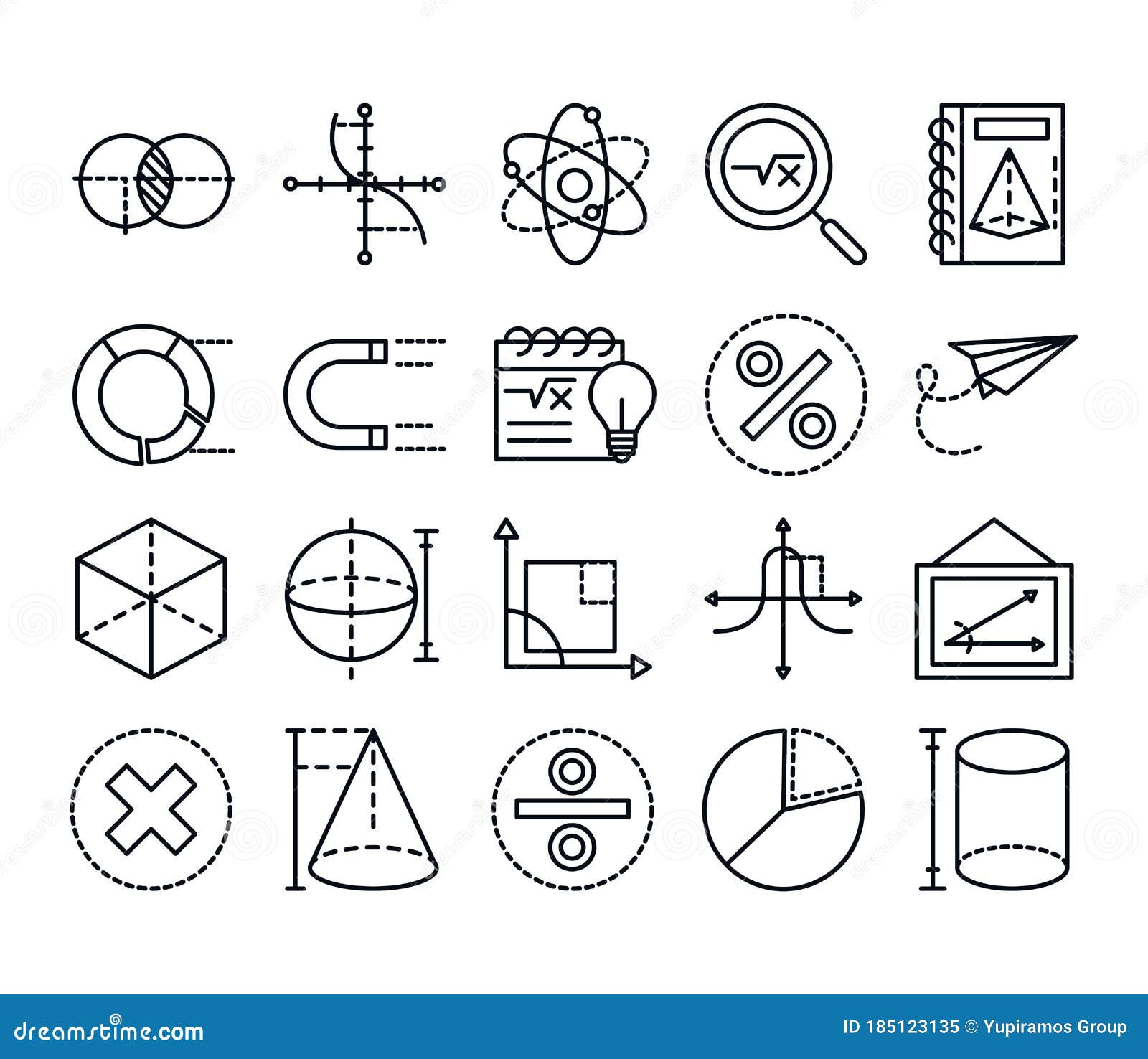 Math Education School Science Icons Collection Line and Style Stock ...