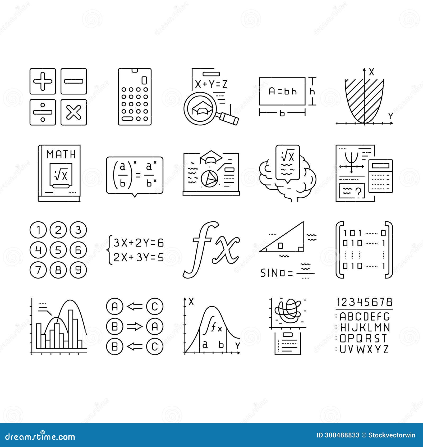 Math Education School Science Icons Set Vector Stock Illustration ...