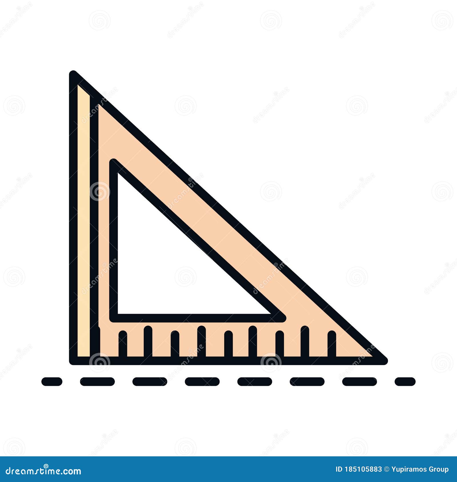 Math Education School Science Triangle Ruler Supply Line and Fill Style ...