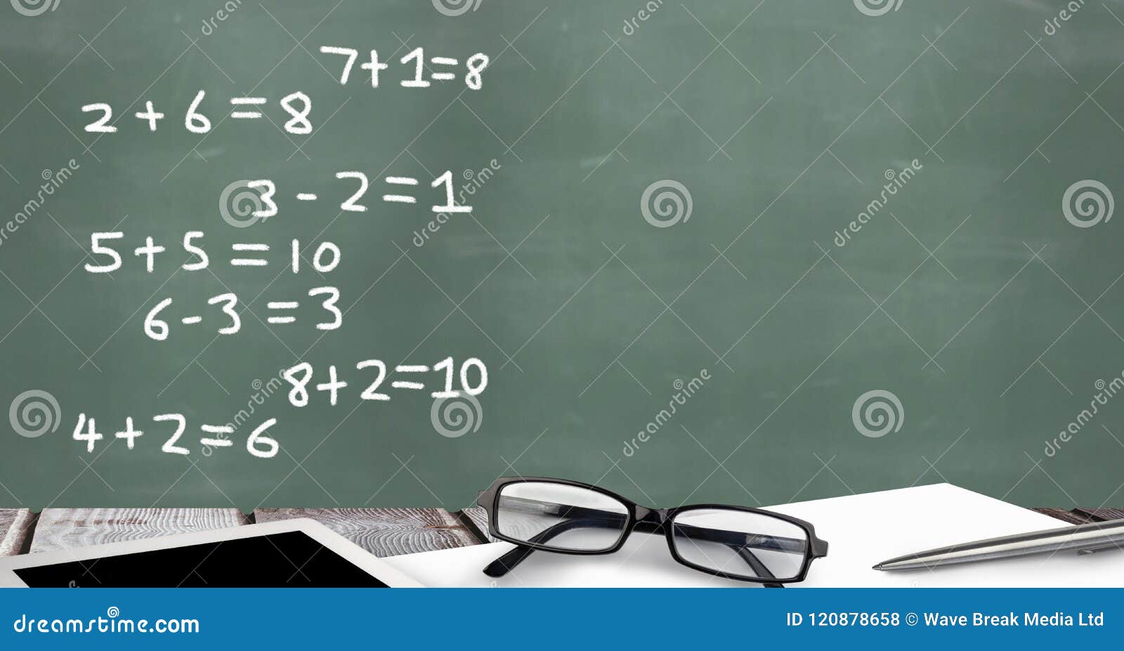 Math Education Sums on Blackboard for School Stock Photo - Image of ...