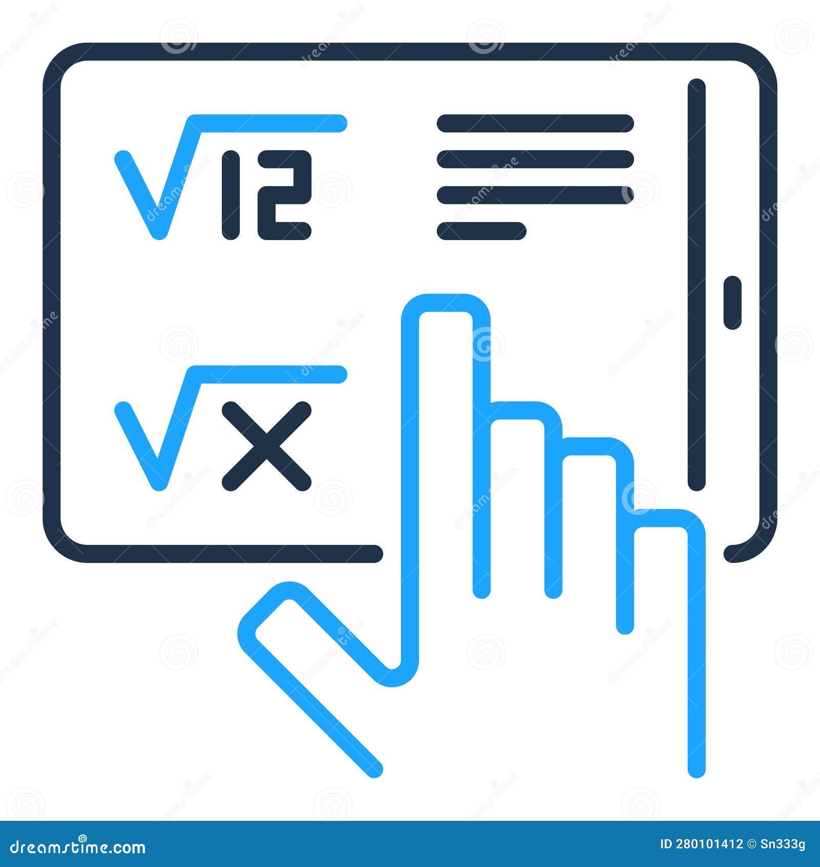 Math Education on Tablet Device Vector Online Mathematics Colored Icon ... Math Education on Tablet Device Vector Online Mathematics Colored Icon ...
