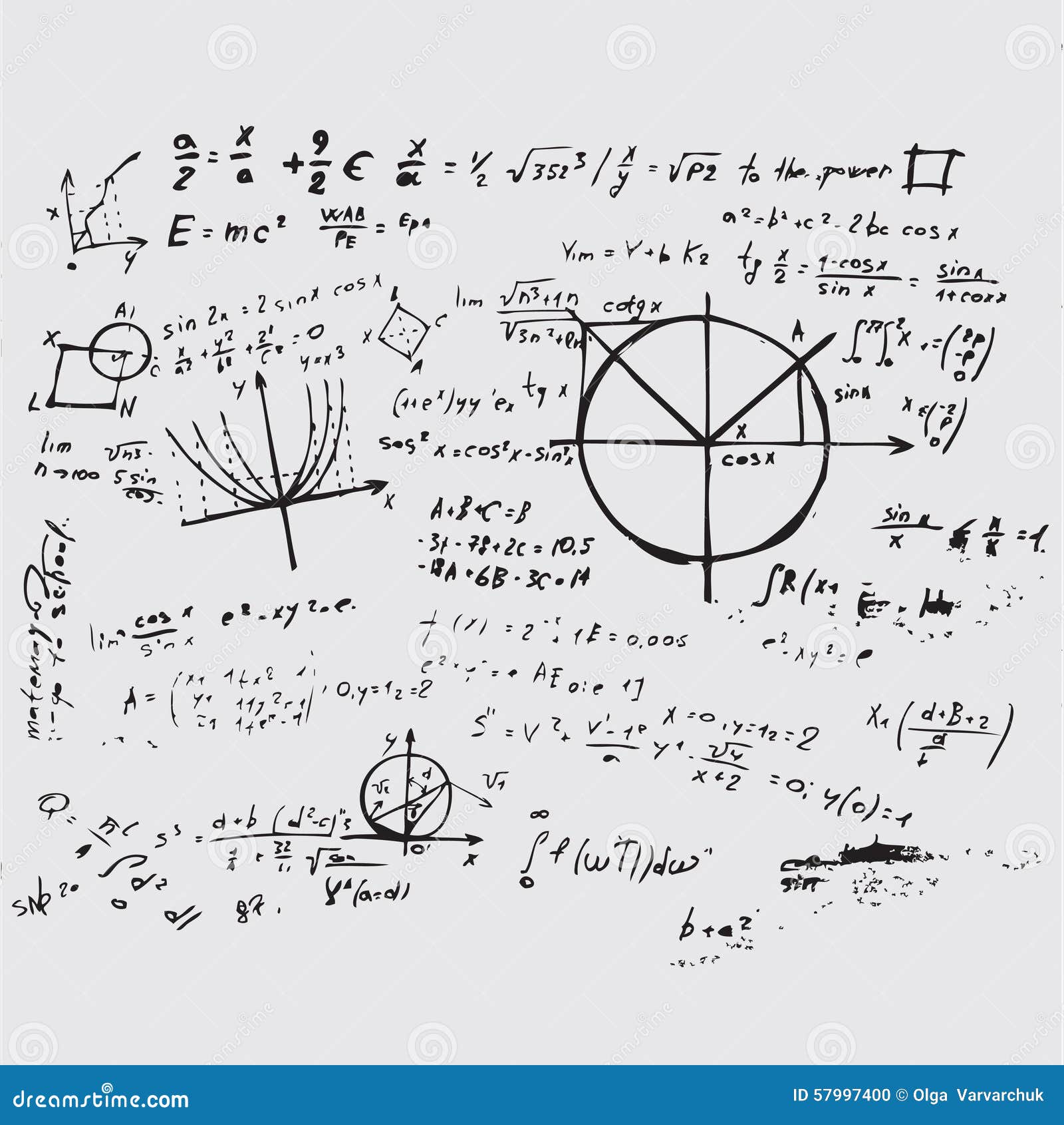 Math Education Vector With Handwritten Formulas, Tasks, Plots, C Stock ...