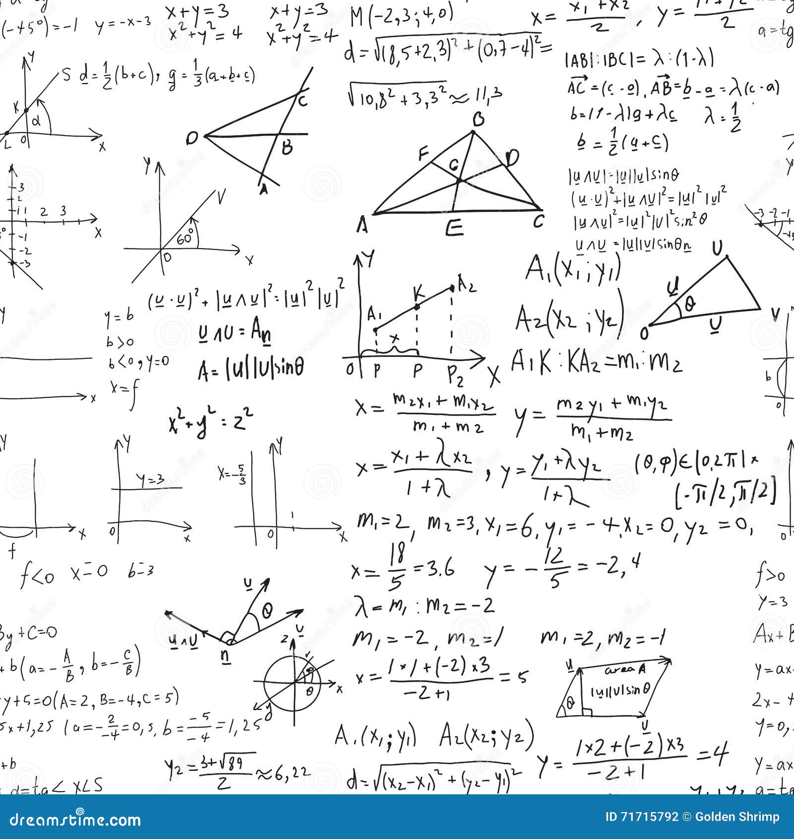 Math Education Vector Seamless Pattern. Stock Vector - Illustration of ...