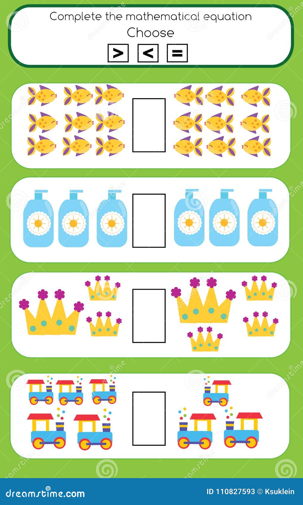 Math Educational Game For Children. Complete The Mathematical Equation ...