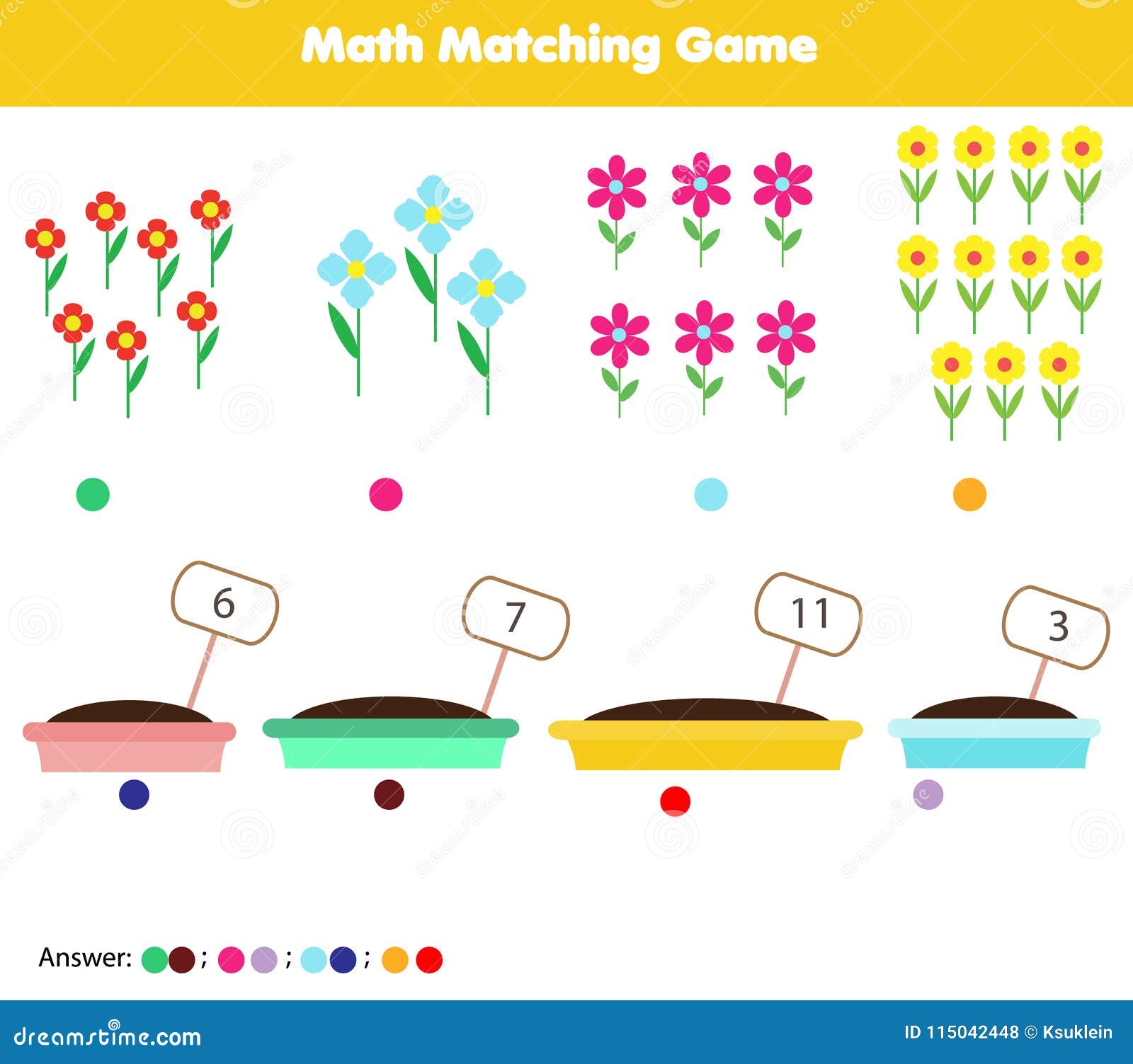 Math Educational Game for Children. Matching Mathematics Activity Stock ...