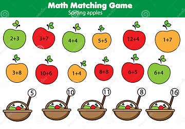 Math Educational Game for Children. Matching Mathematics Activity Stock ...