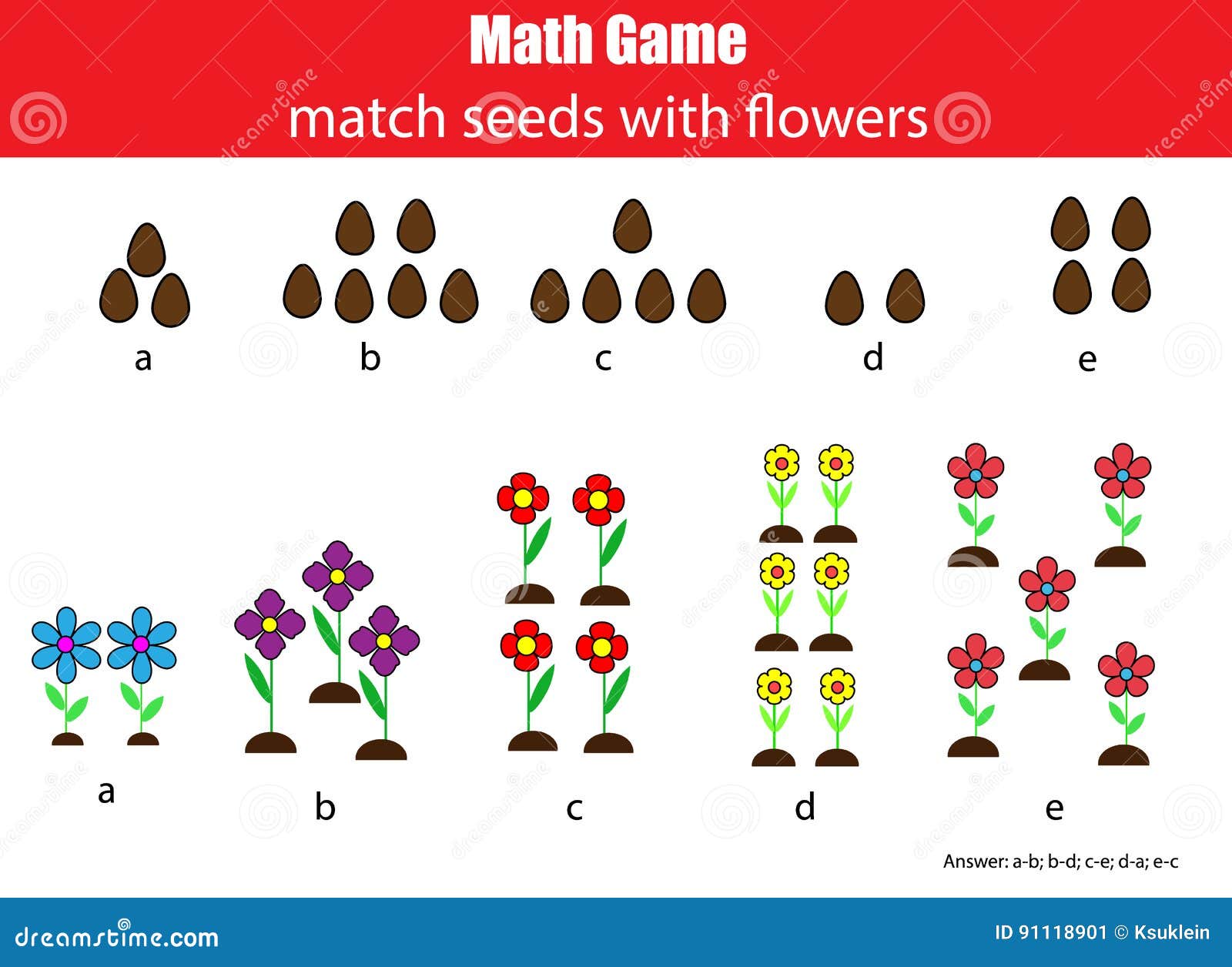 Math Educational Game for Children. Matching Mathematis Activity Stock ...