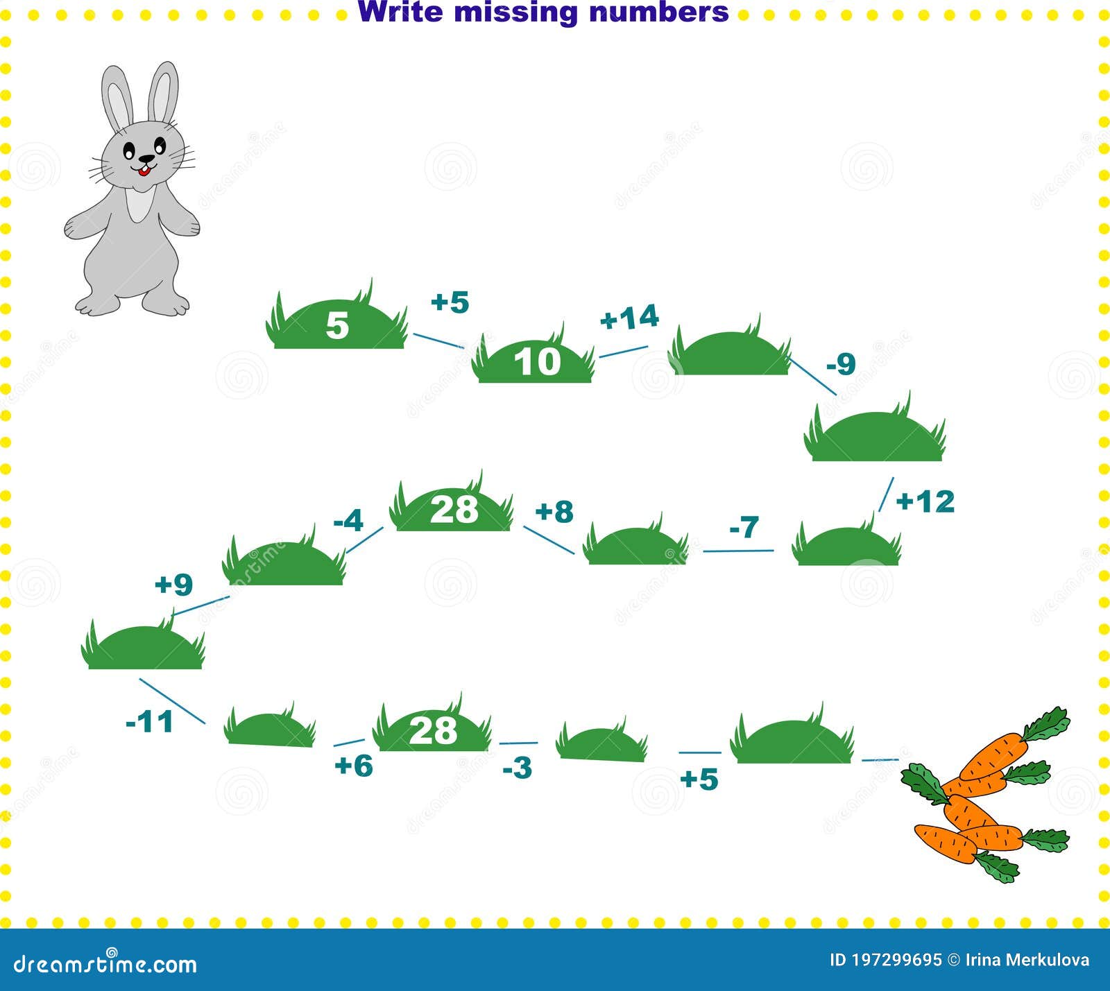 Math Educational Games for Children. Fill in the Line, Write the ...