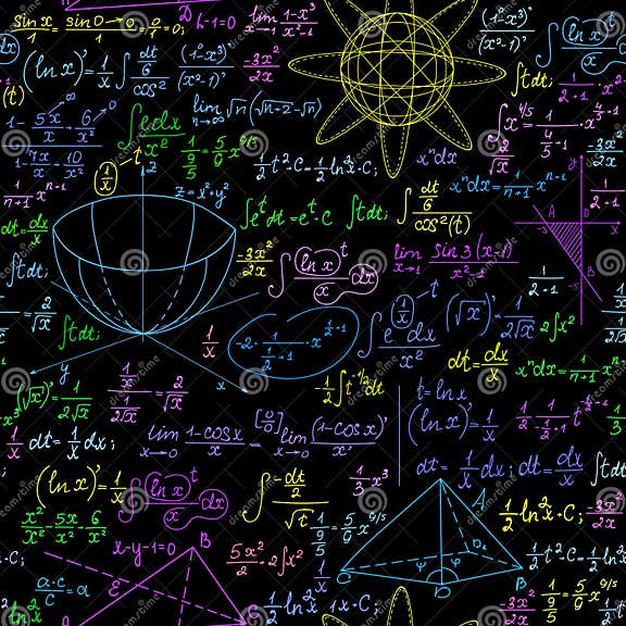 Math Educational Vector Seamless Background with Multicolored Algebra ...
