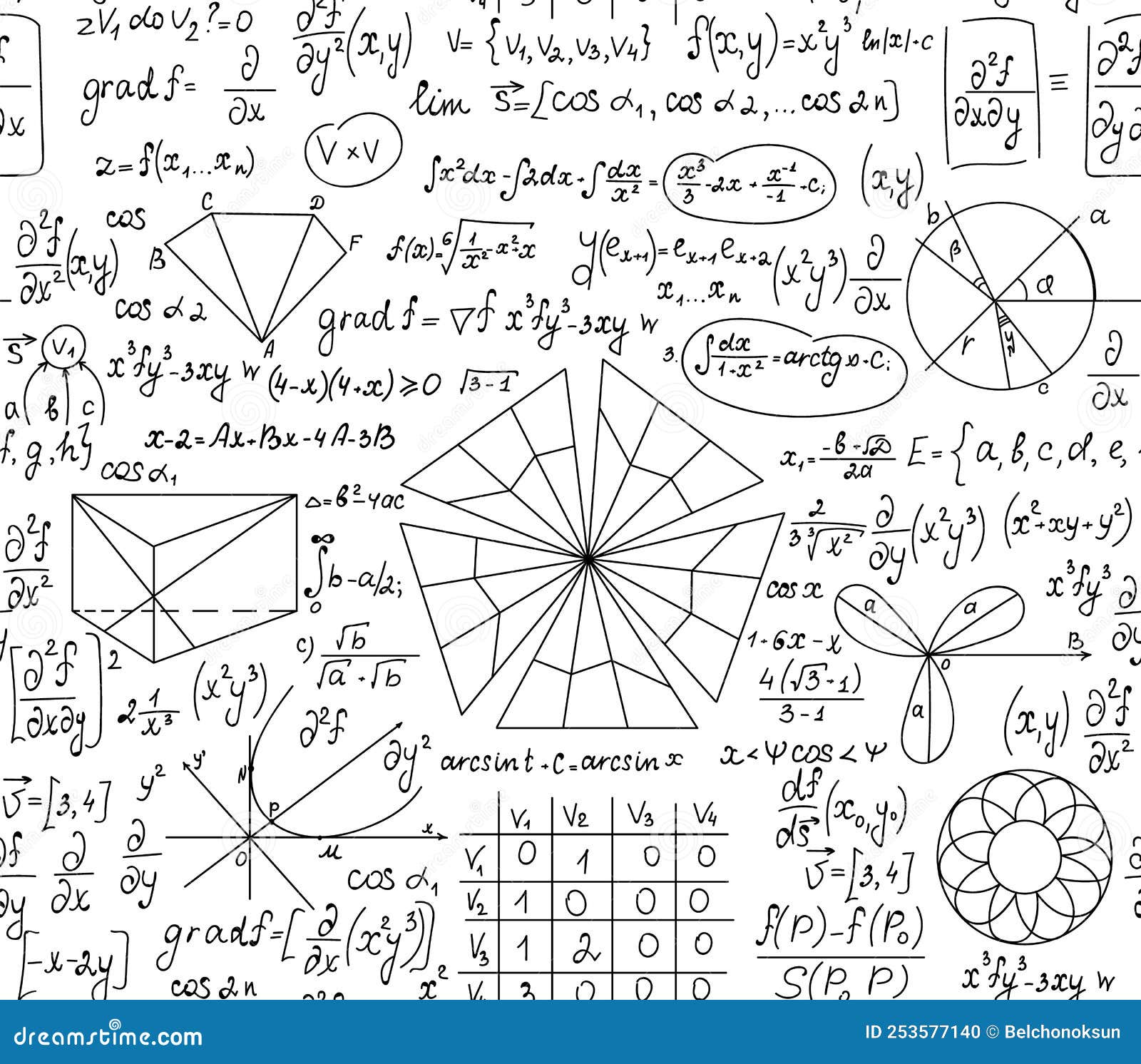 Math Educational Vector Seamless Pattern with Geometry Figures ...