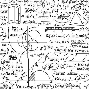 Math Educational Vector Seamless Pattern with Handwritten Formulas ...