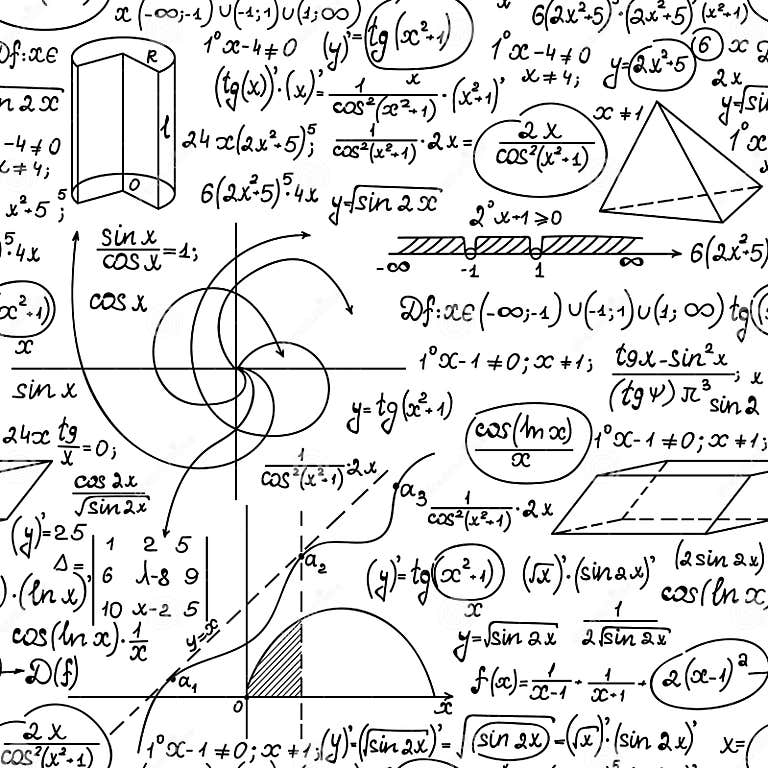 Math Educational Vector Seamless Pattern with Handwritten Formulas ...