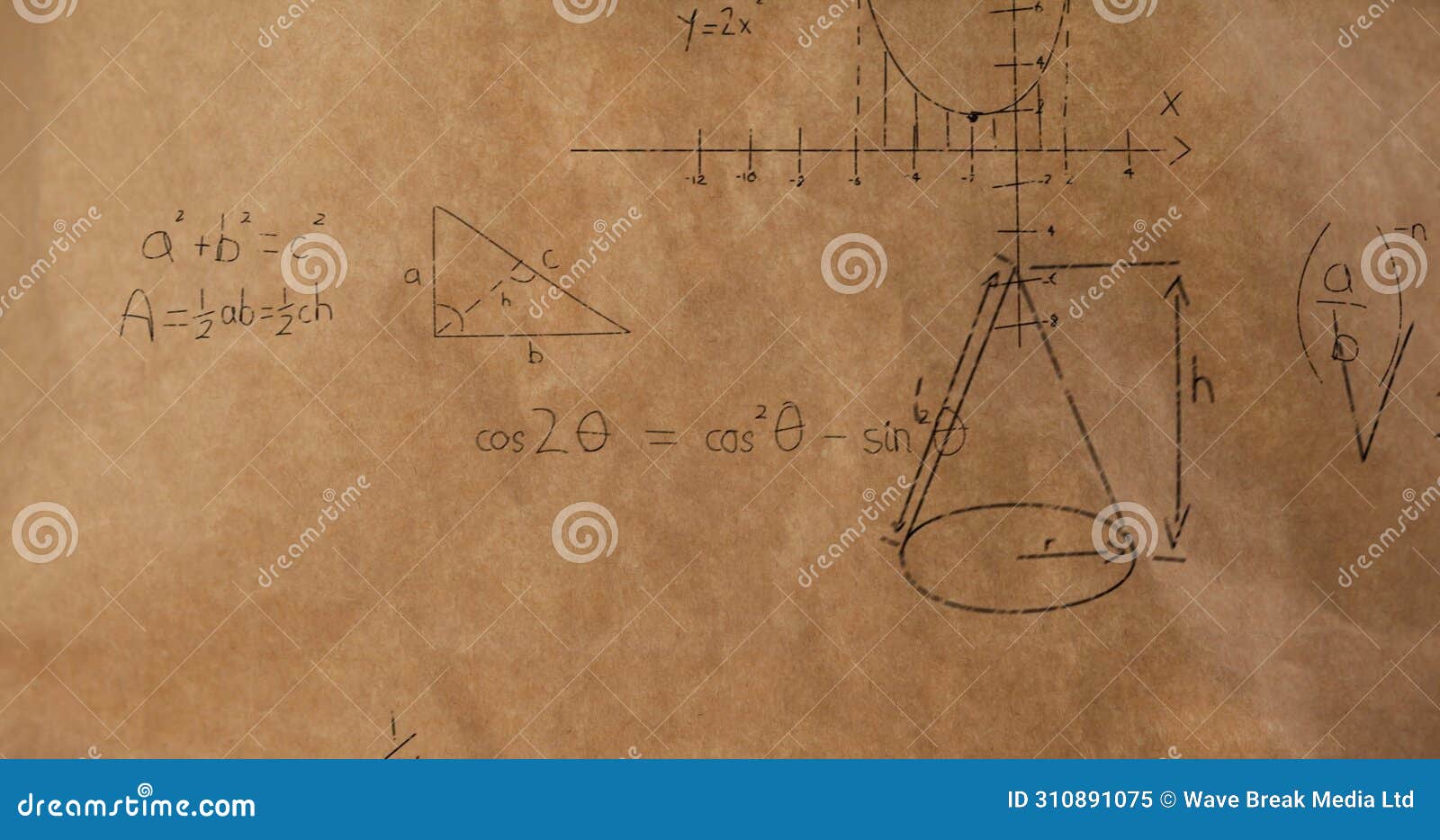 Math Equations and Figures Animate on a Brown Background for a 4k Back ...