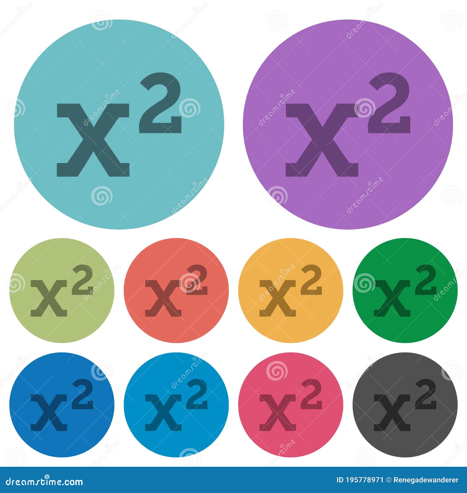 Math Exponentiation Color Darker Flat Icons Stock Vector - Illustration ...