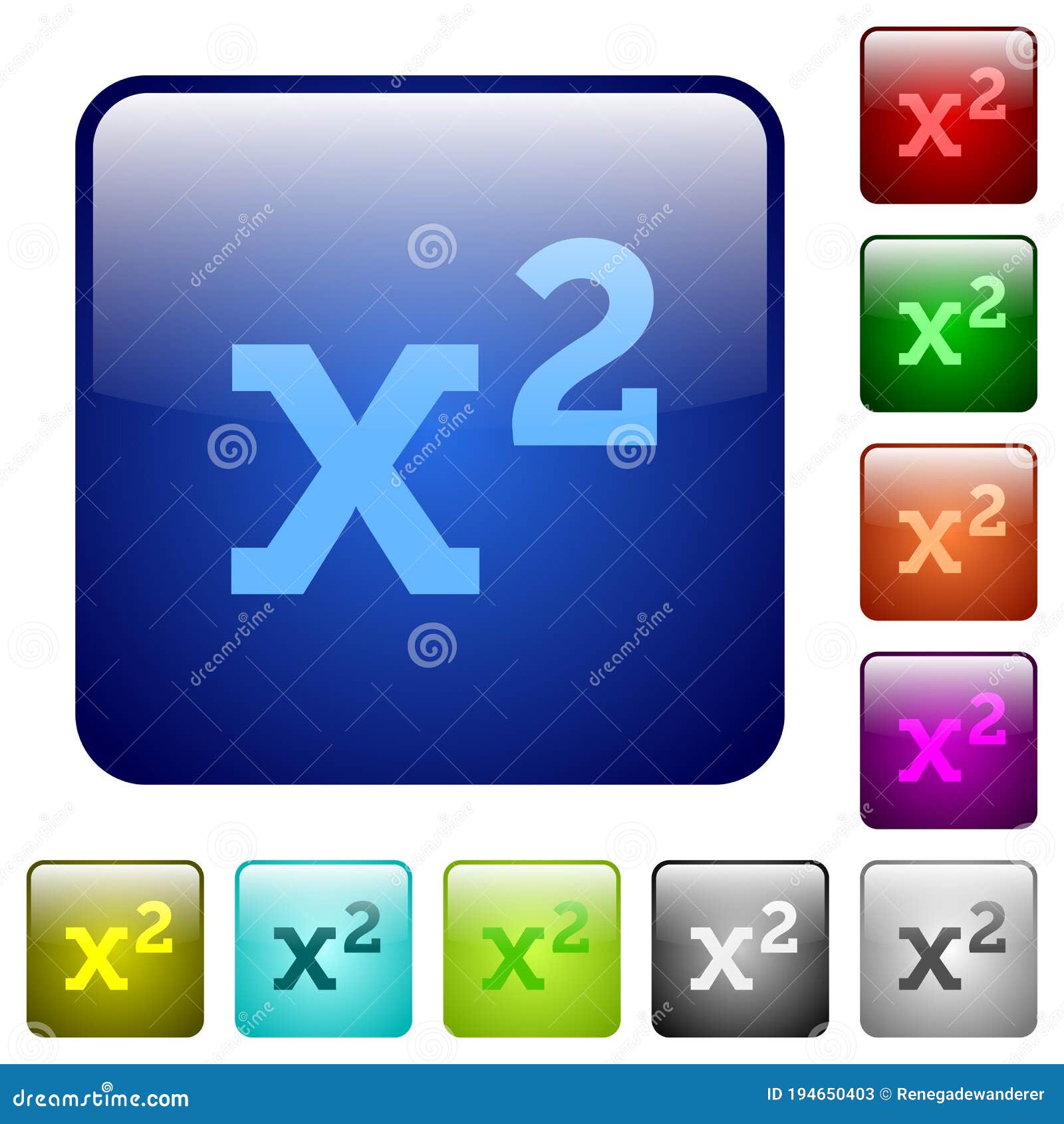 Math Exponentiation Color Square Buttons Stock Vector - Illustration of ...