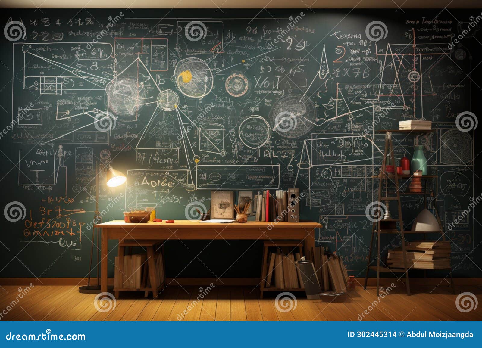 Math Filled Blackboard 3D Render Back To School Concept Stock ...