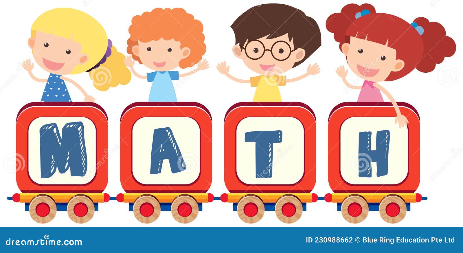 Cartoon Students Working On Math