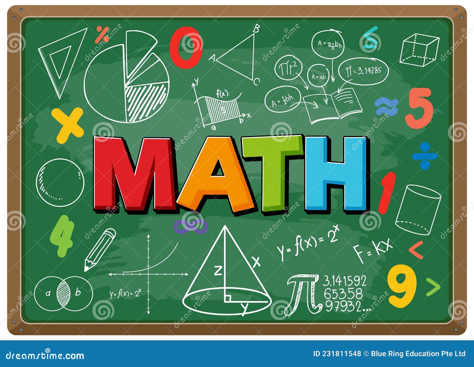 Math Font with Formula on Blackboard Stock Vector - Illustration of ...