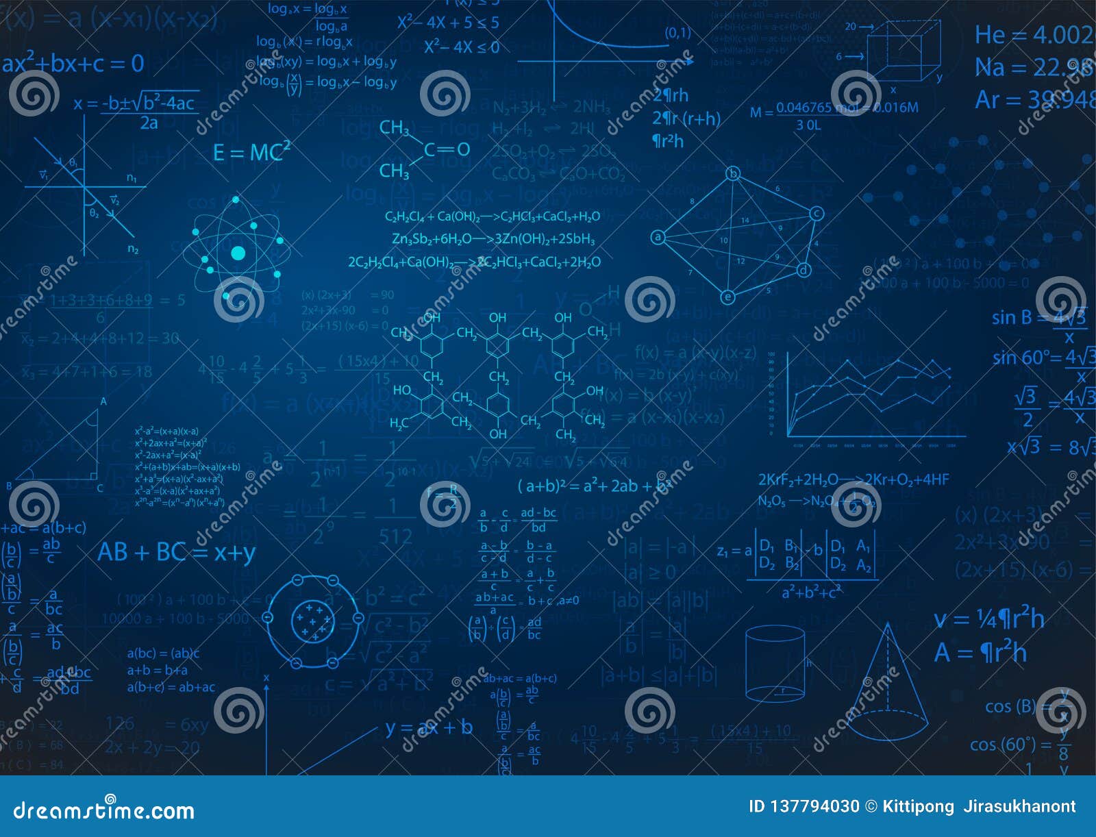 Math Formula. Scientific Symbols Mathematics Infographic Graphs Numbers ...