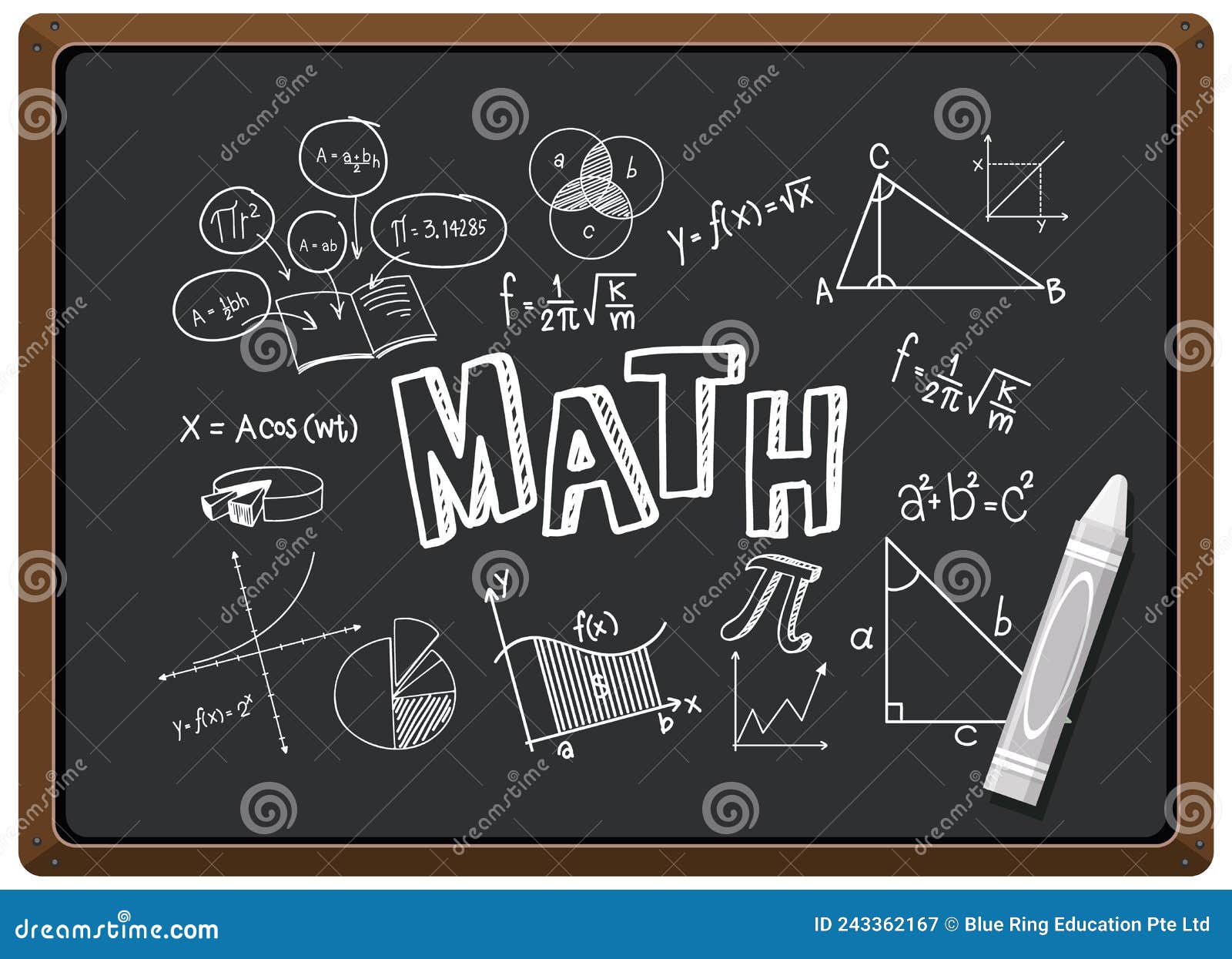 Math Formula on Blackboard Isolated Stock Vector - Illustration of ...