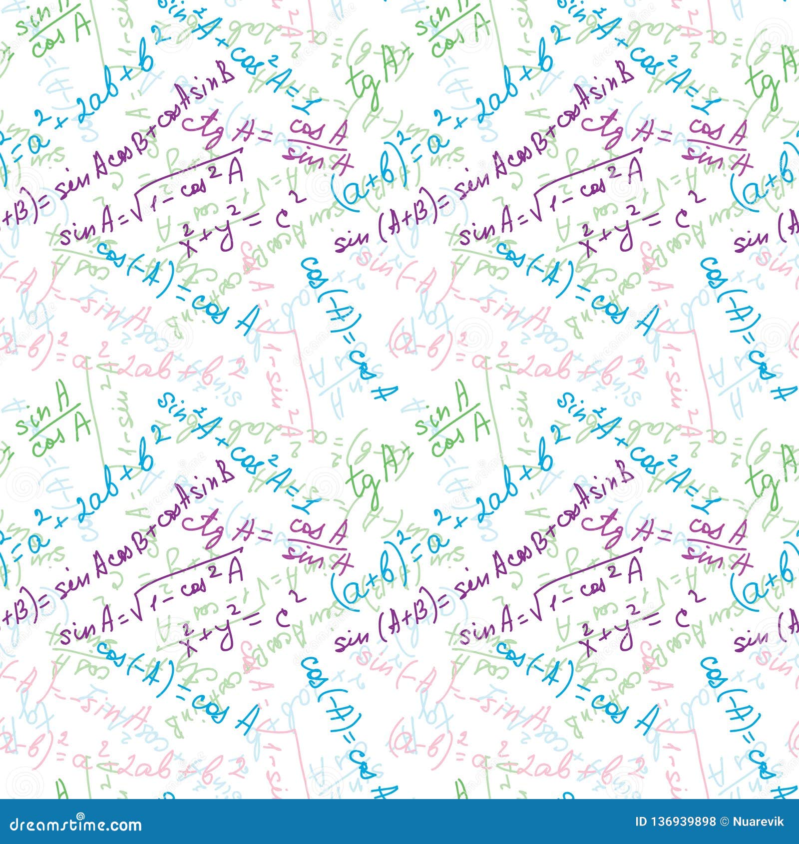 Math Formulas Drawing Seamless Pattern Multicolor Stock Photo - Image ...