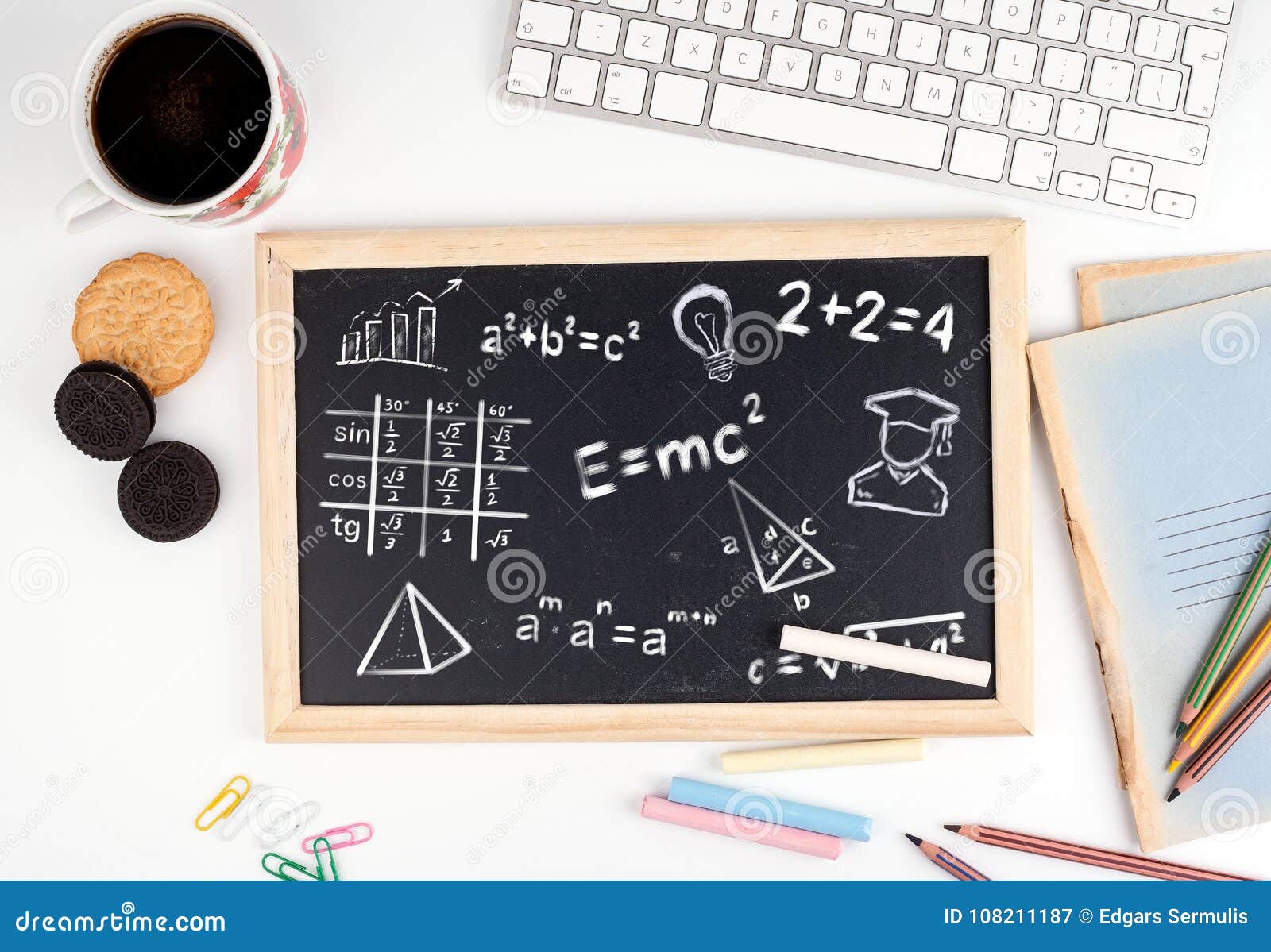 Math Formulas, Education and Knowledge Concept. Chalkboard on White ...