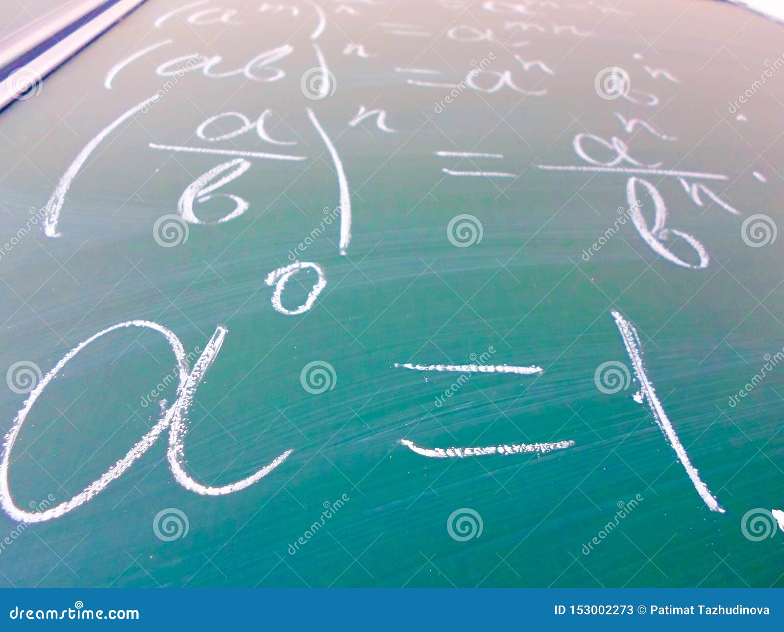 Math Formulas on Green Board, School Board. the Concept is Time To ...