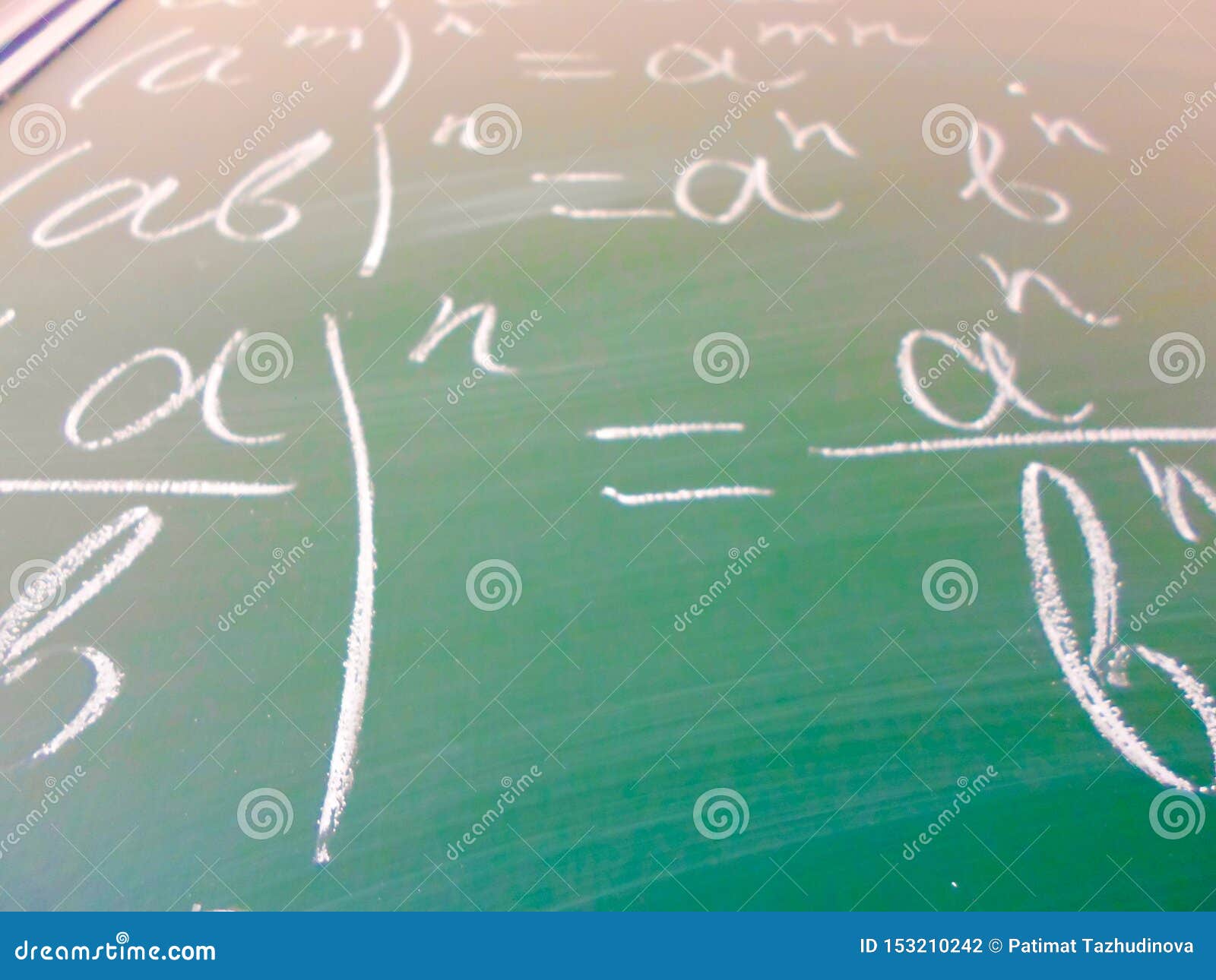 Math Formulas on Green Board, School Board. the Concept is Time To ...