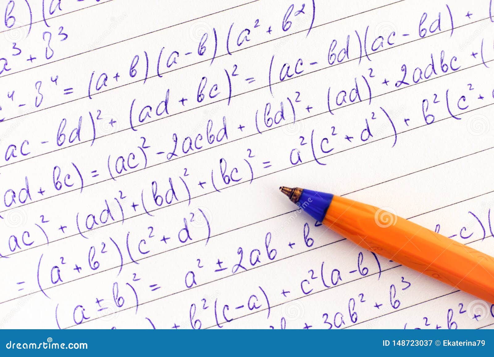 Math Formulas and Orange Ballpoint Pen Stock Image - Image of answer ...
