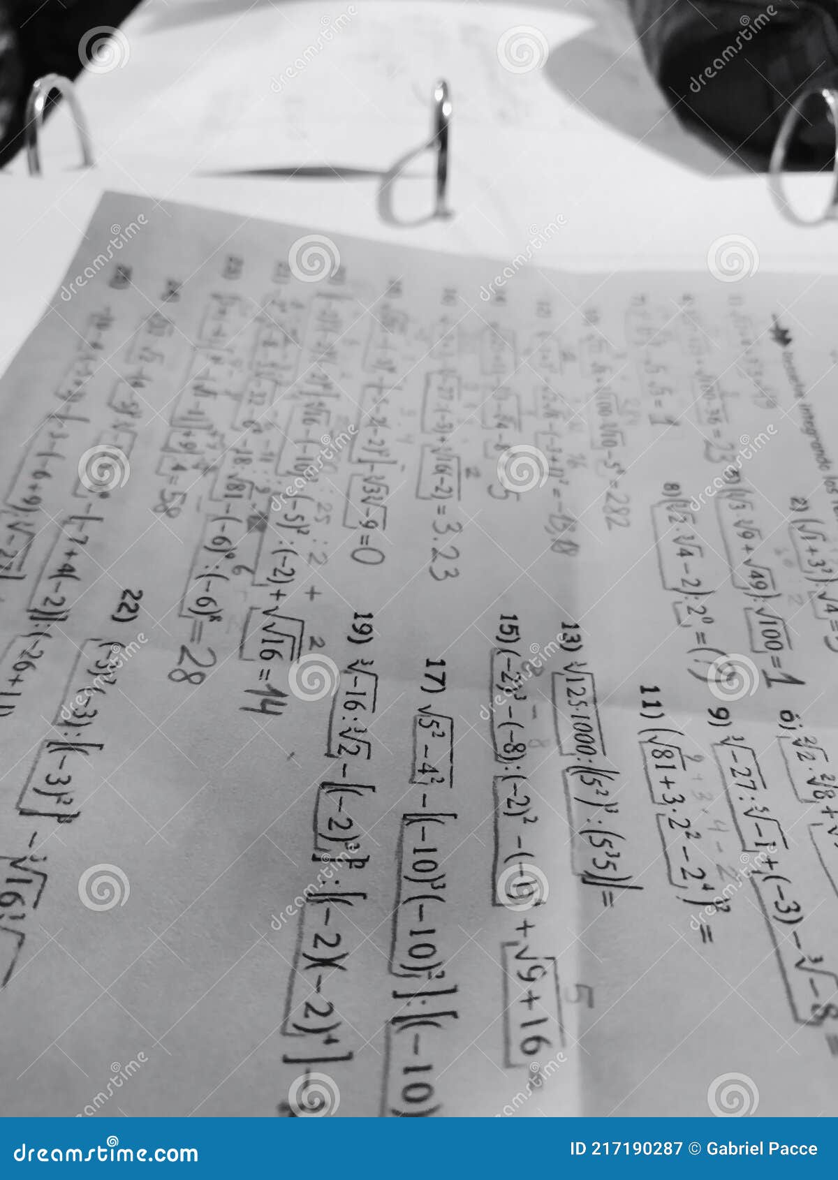 Math formulas in paper stock image. Image of work, practice - 217190287