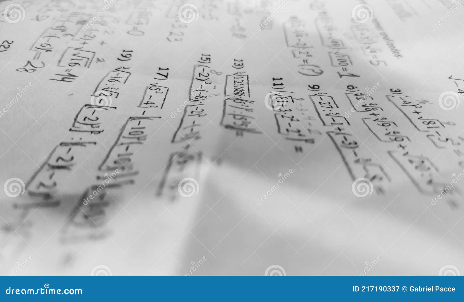 Math formulas in paper stock image. Image of discovery - 217190337