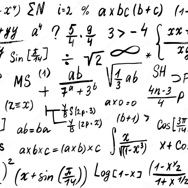Math Formulas Seamless Pattern, Hand Drawn, Mathematical Equations ...