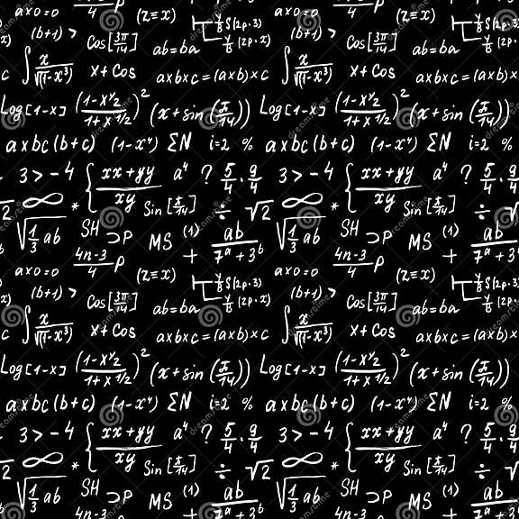 Math Formulas Seamless Pattern, Hand Drawn, Mathematical Equations ...