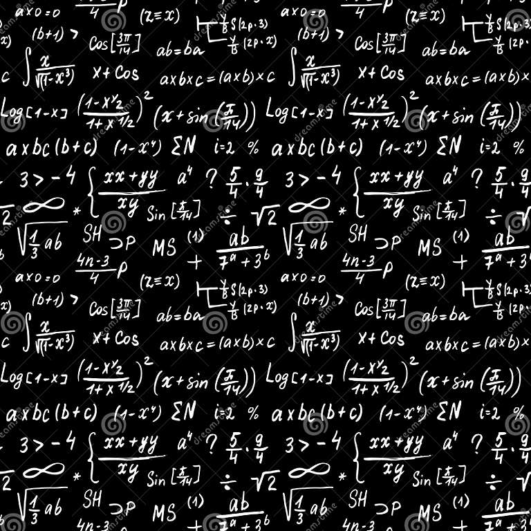 Math Formulas Seamless Pattern, Hand Drawn, Mathematical Equations ...