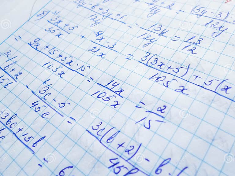 Math Formulas are Written in a Notebook with a Pen. the Solution of ...