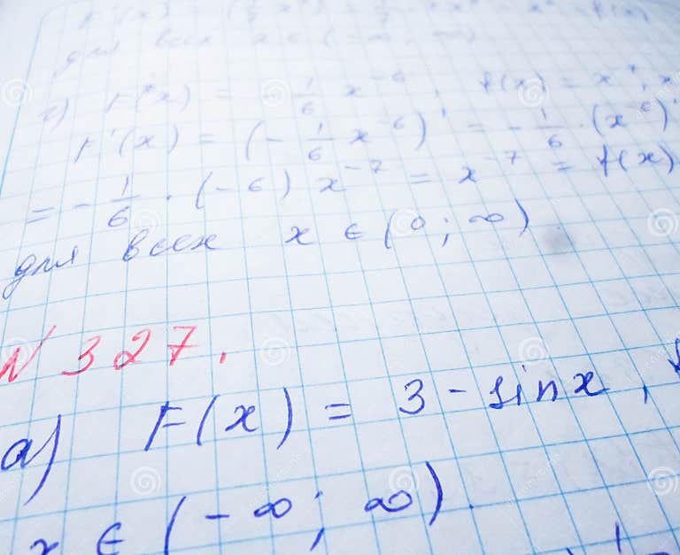 Math Formulas are Written in a Notebook with a Pen. the Solution of ...