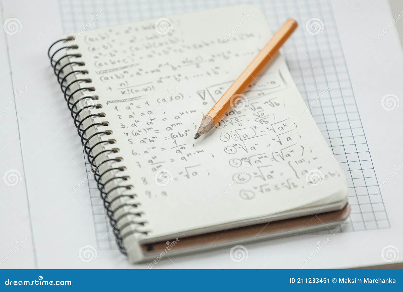Math Formulas are Written in Pencil on a Piece of Paper, Math Pr Stock ...
