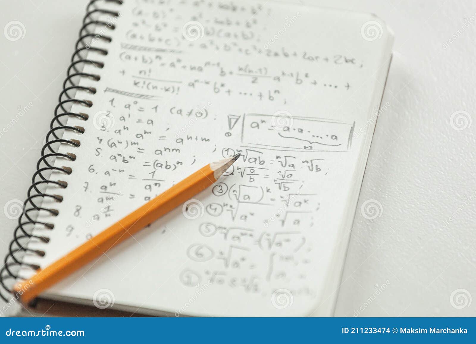 Math Formulas are Written in Pencil on a Piece of Paper, Math Pr Stock ...
