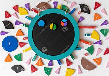 Math Fractions and Chalk Board on White Background. Interesting Math ...