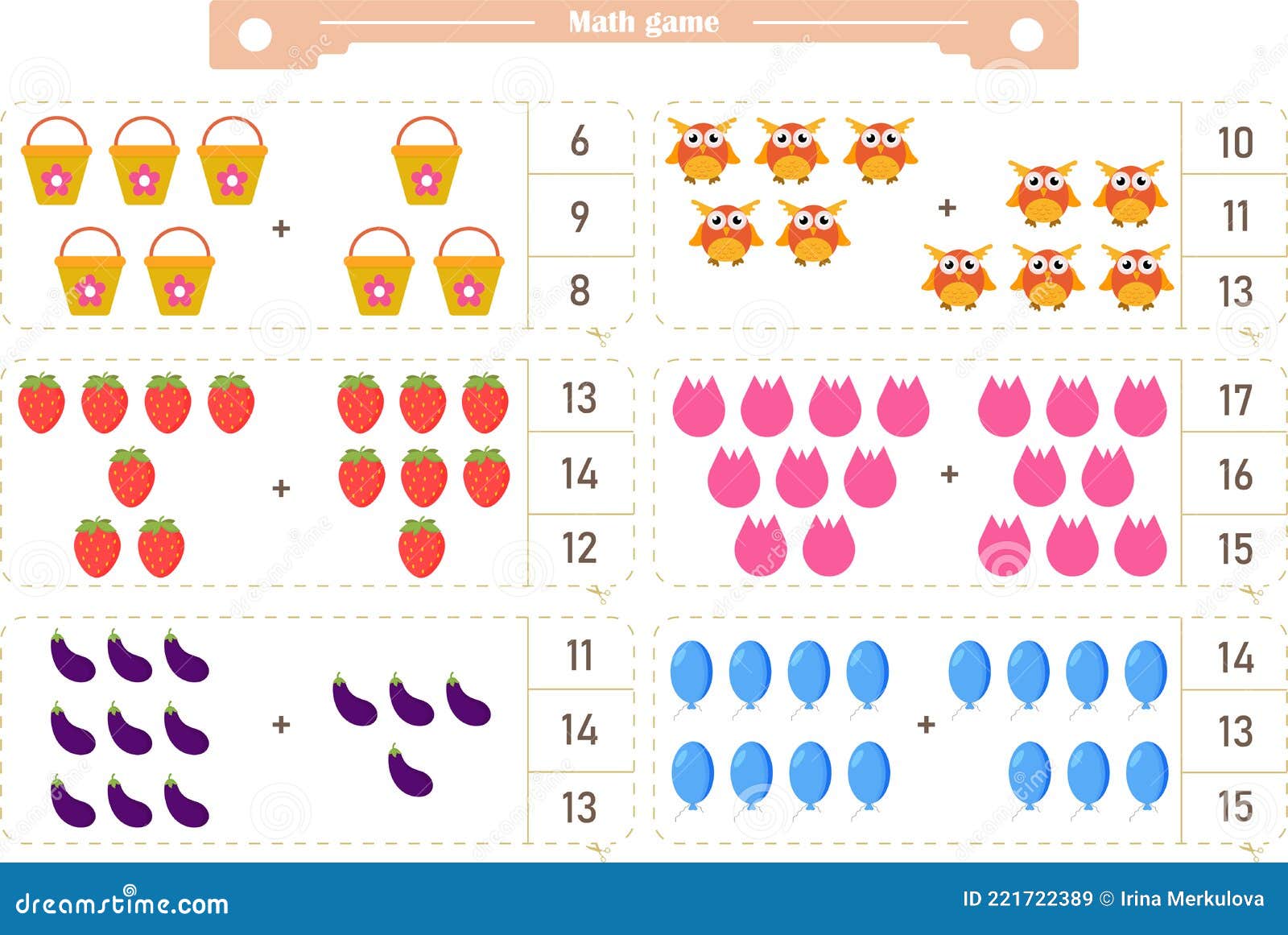 Math Game for Children. Addition. the Score is 1-20 Stock Vector ...