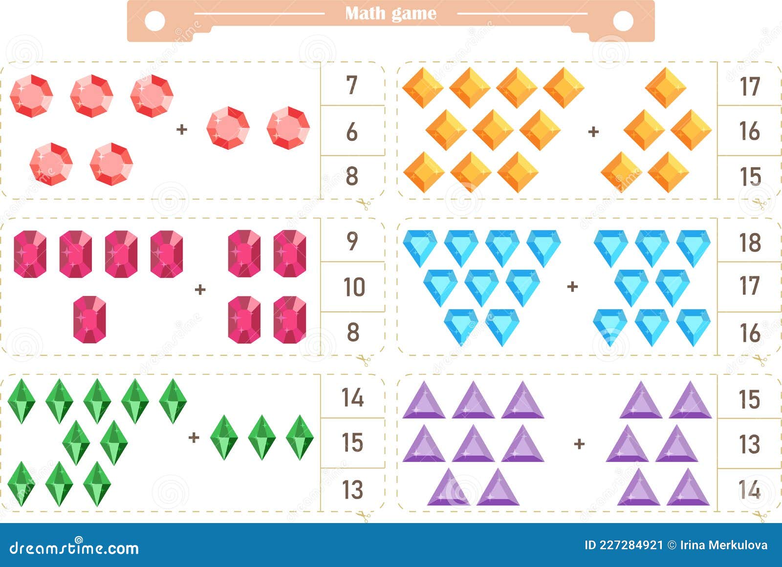 Math Game for Children. Addition. the Score is 1-20 Stock Vector ...