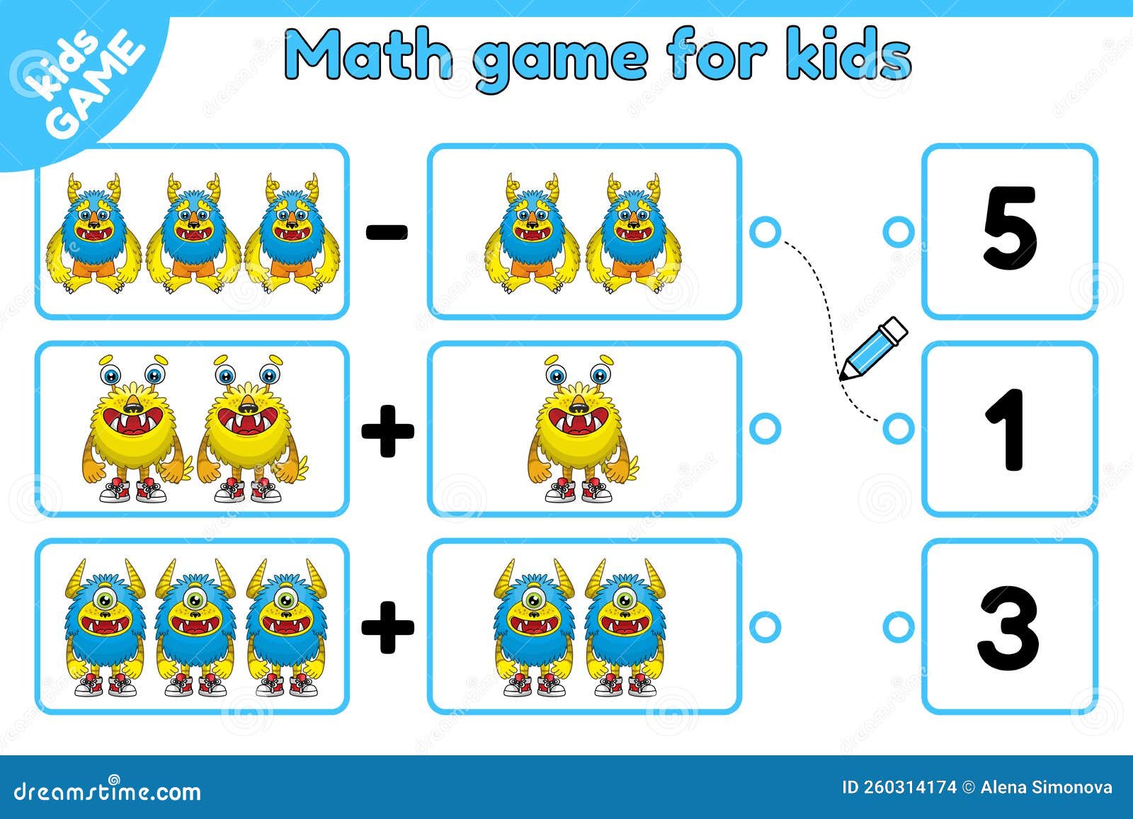 Math Game and Choose the Correct Answer-3 Stock Vector - Illustration ...
