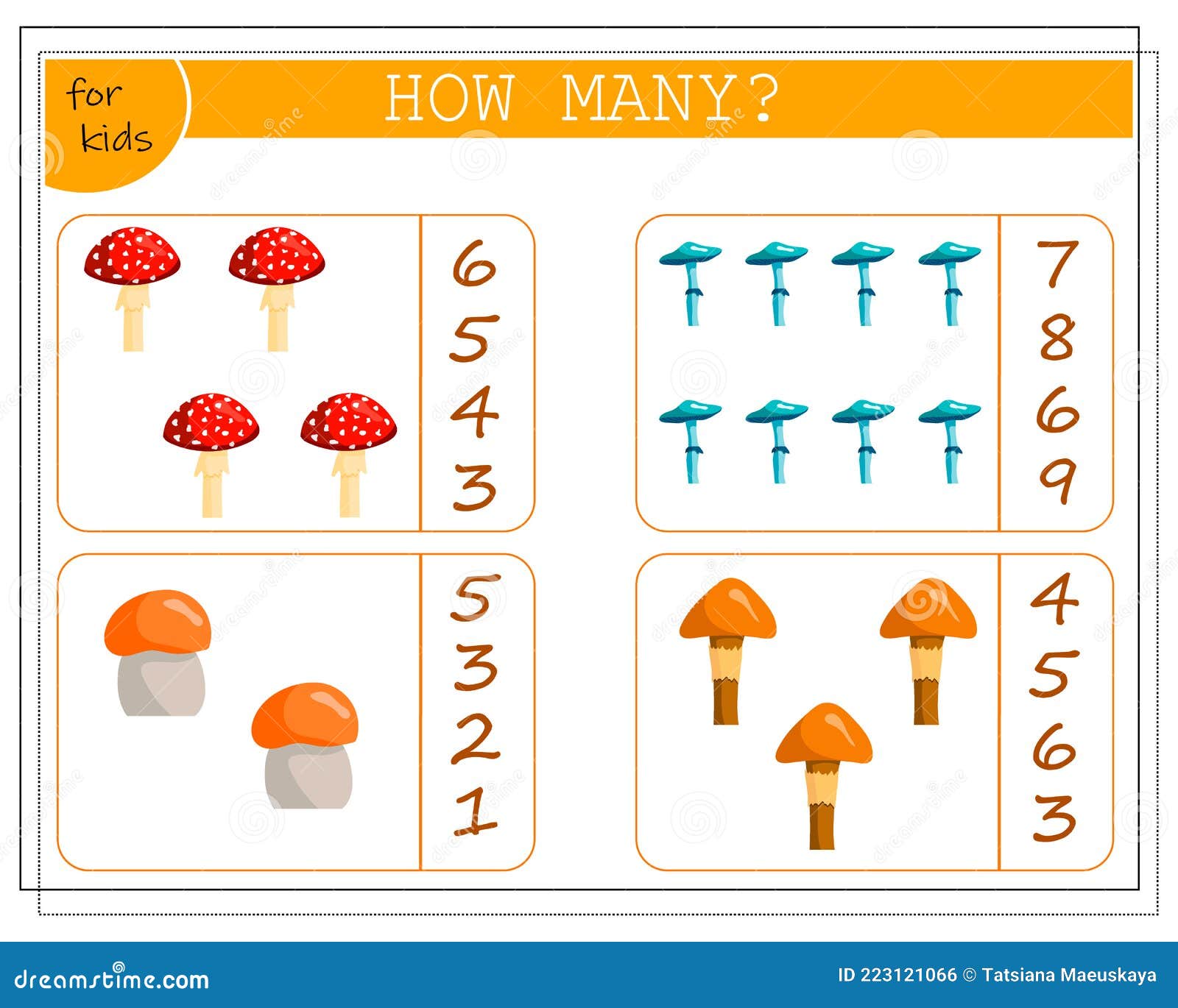 Math Game for Children, Count How Many Autumn Trees. Vector Isolated on ...