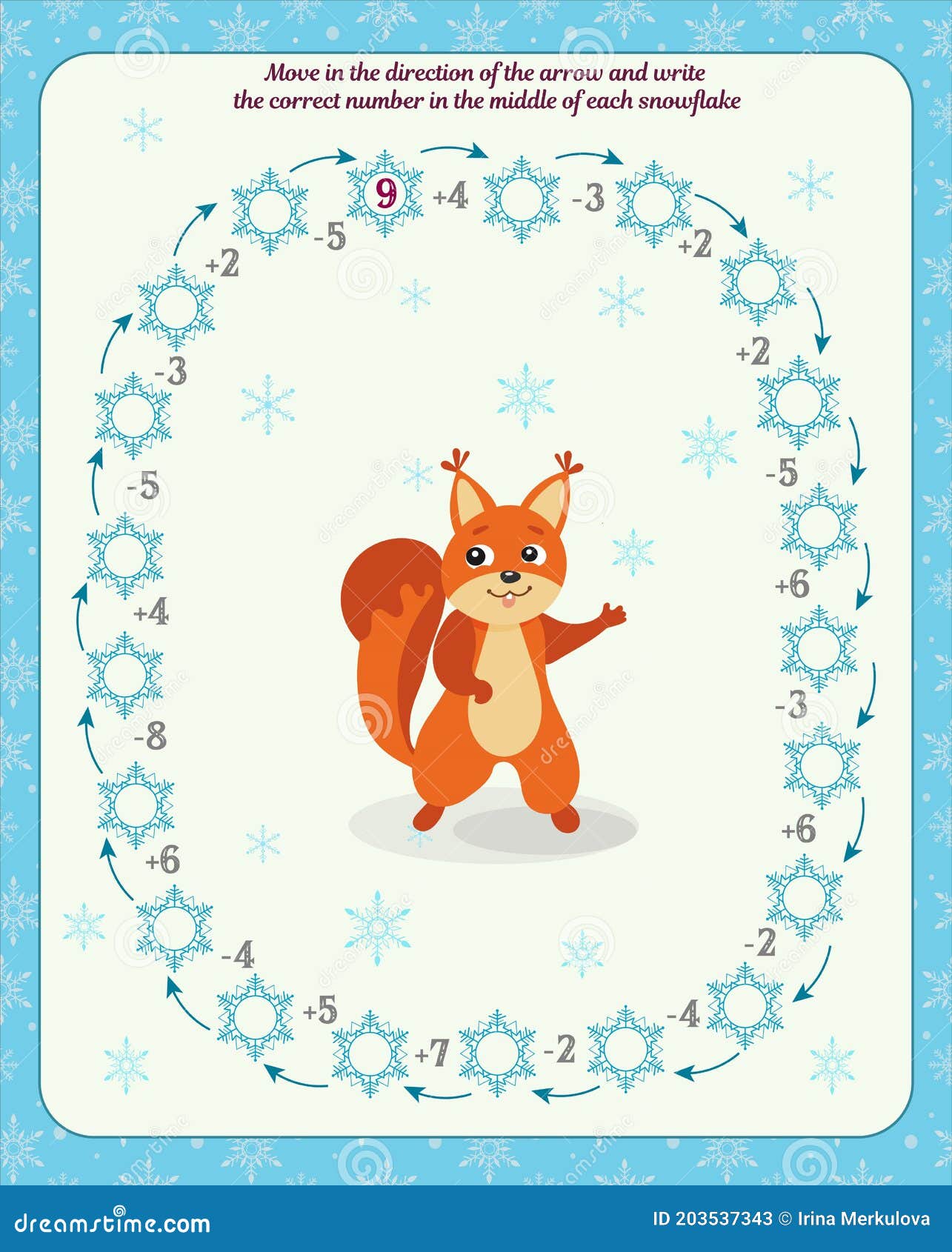 Math Game for Children with Squirrel. Worksheet Stock Illustration ...