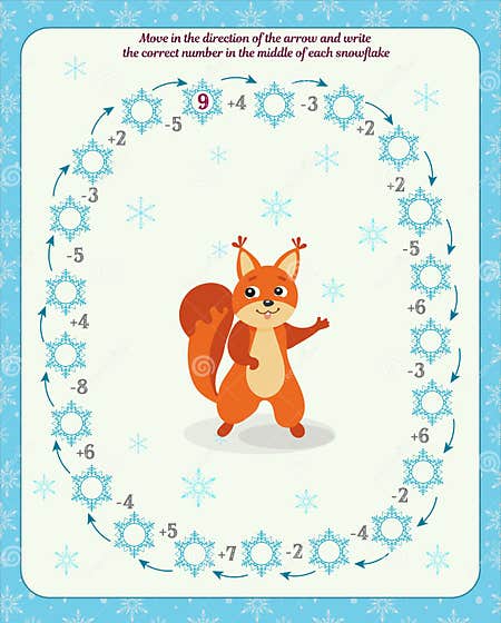 Math Game for Children with Squirrel. Worksheet Stock Illustration ...