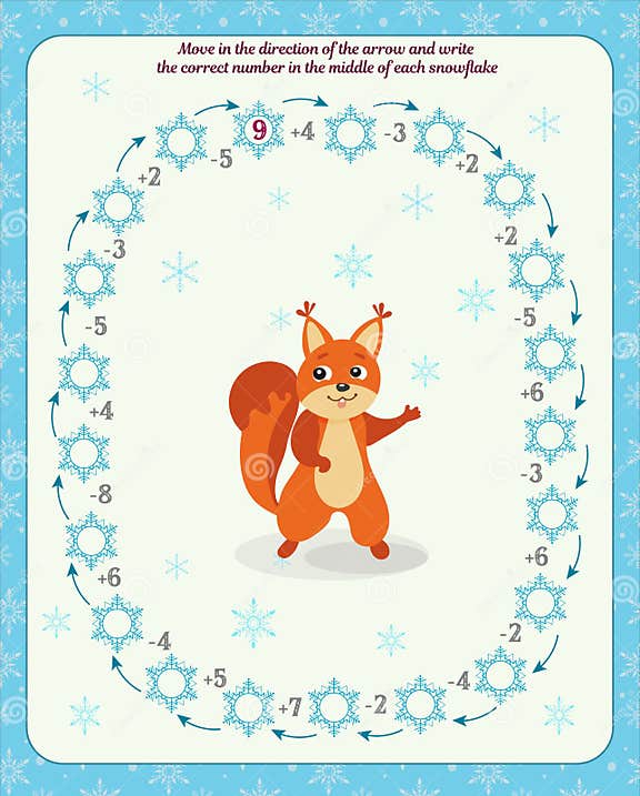 Math Game for Children with Squirrel. Worksheet Stock Illustration ...