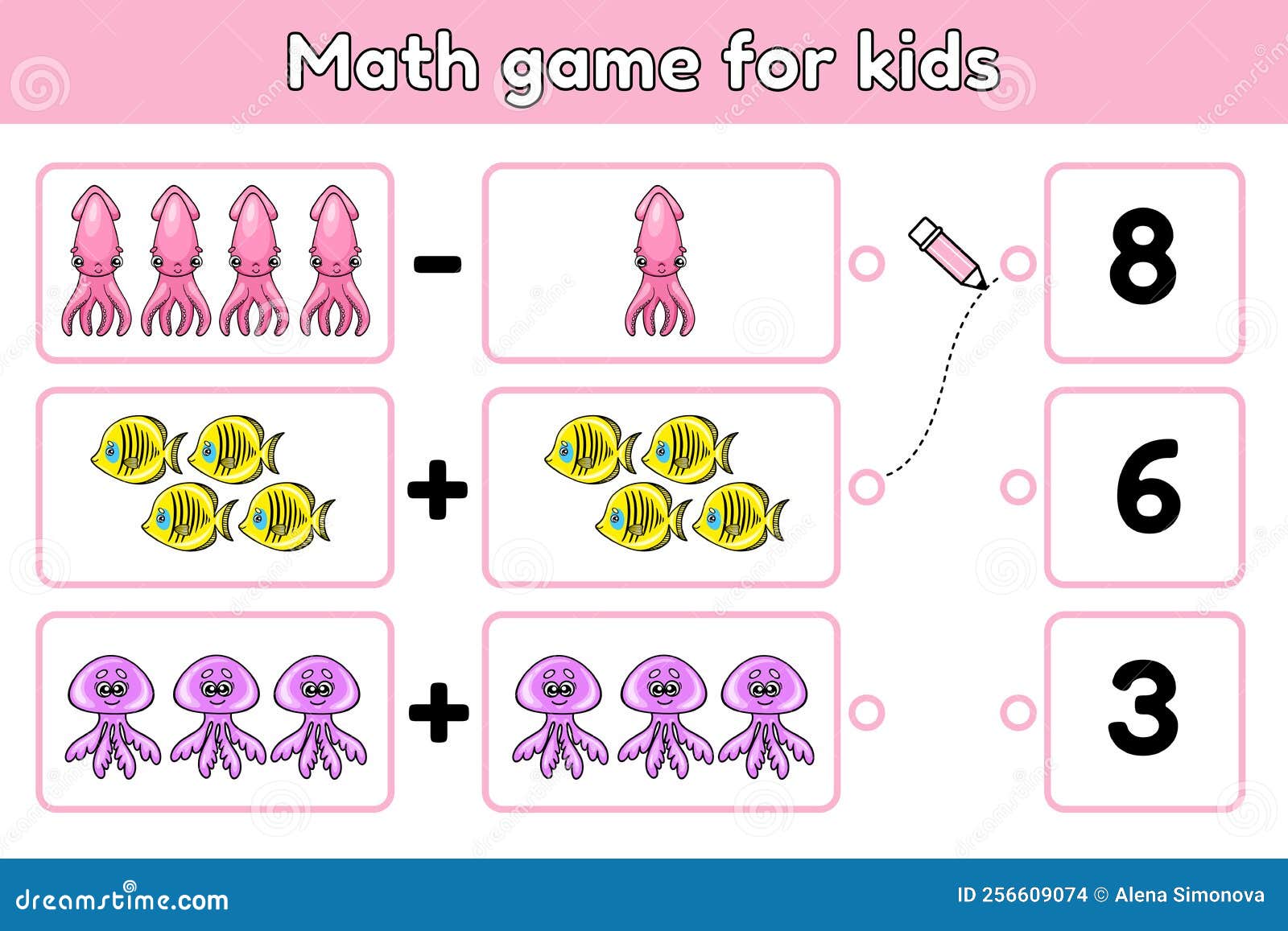 Math Game and Choose the Correct Answer-3 Stock Vector - Illustration ...