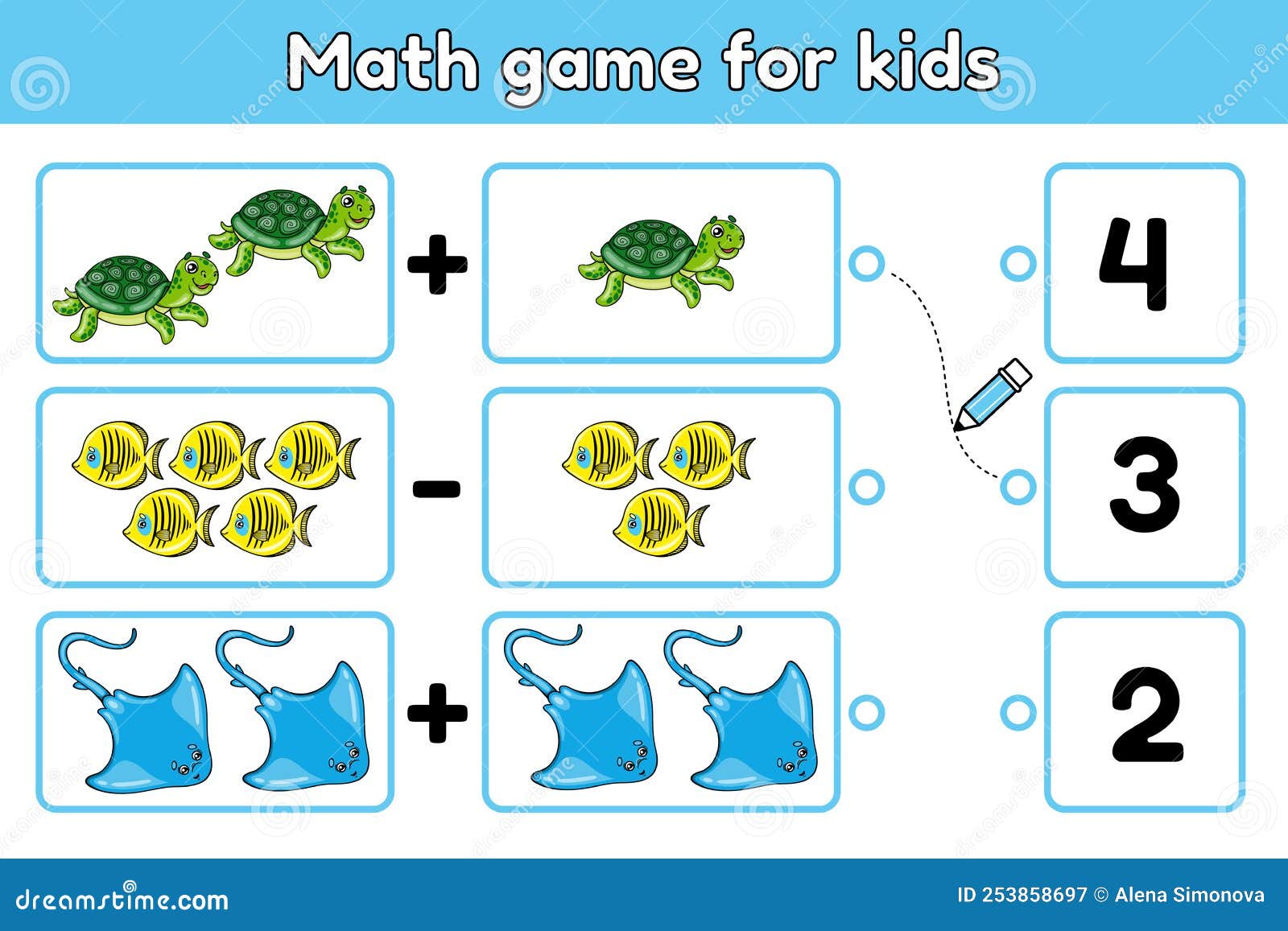 Math Game and Choose the Correct Answer-1 Stock Vector - Illustration ...