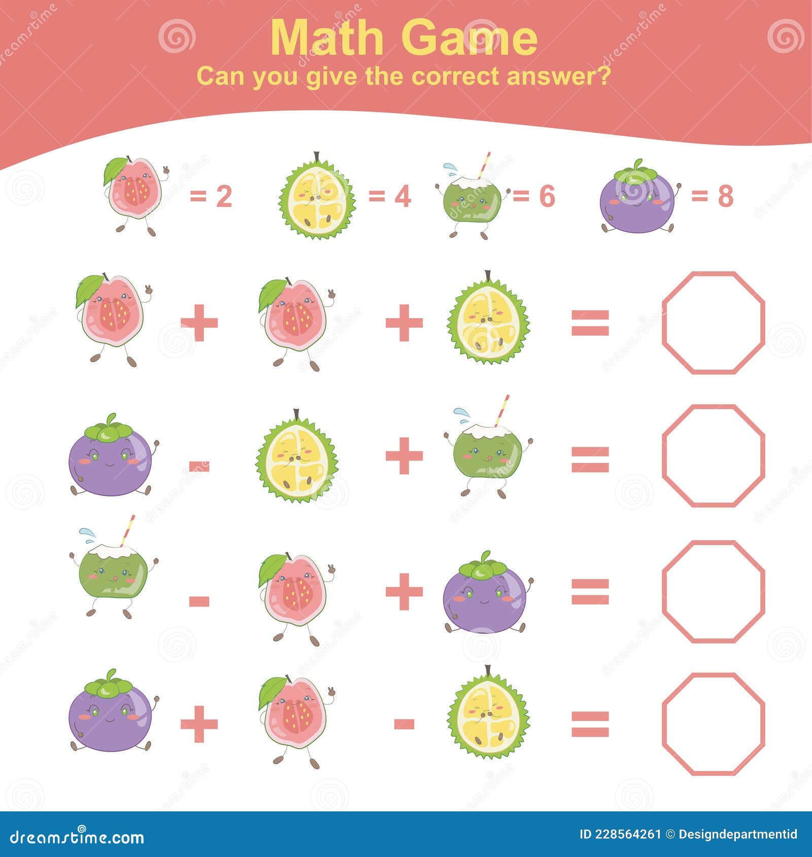 Fruit Counting Math Worksheet. Math Worksheet for Preschool Stock ...