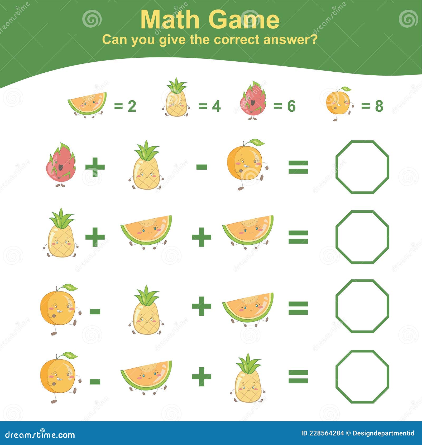 Fruit Counting Math Worksheet. Math Worksheet for Preschool Stock ...